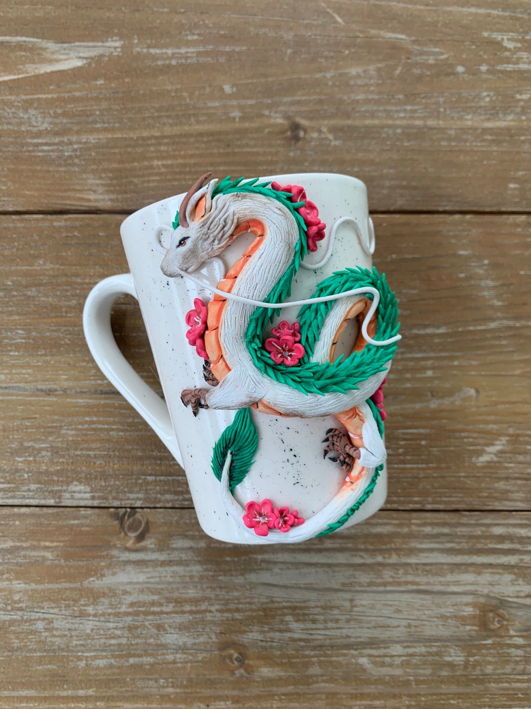 White Dragon Mug, Dragon Sculpture, Fantasy White Dragon, 3d Dragon ...