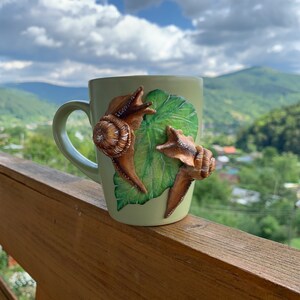 Snail Coffee Cup, Snails Mug, Realistic Snail, Polymer Snails - Etsy