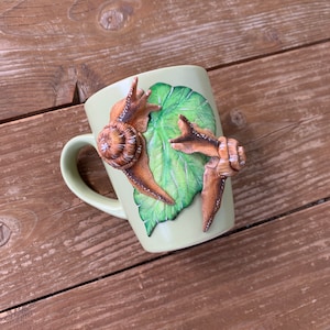 Snail Coffee Cup, Snails Mug, Realistic Snail, Polymer Snails - Etsy
