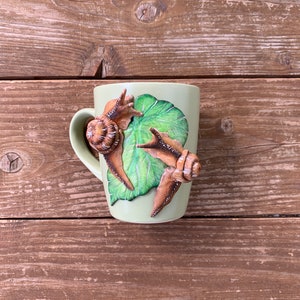 Snail Coffee Cup, Snails Mug, Realistic Snail, Polymer Snails - Etsy
