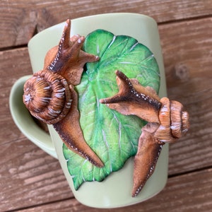 Snail Coffee Cup, Snails Mug, Realistic Snail, Polymer Snails - Etsy