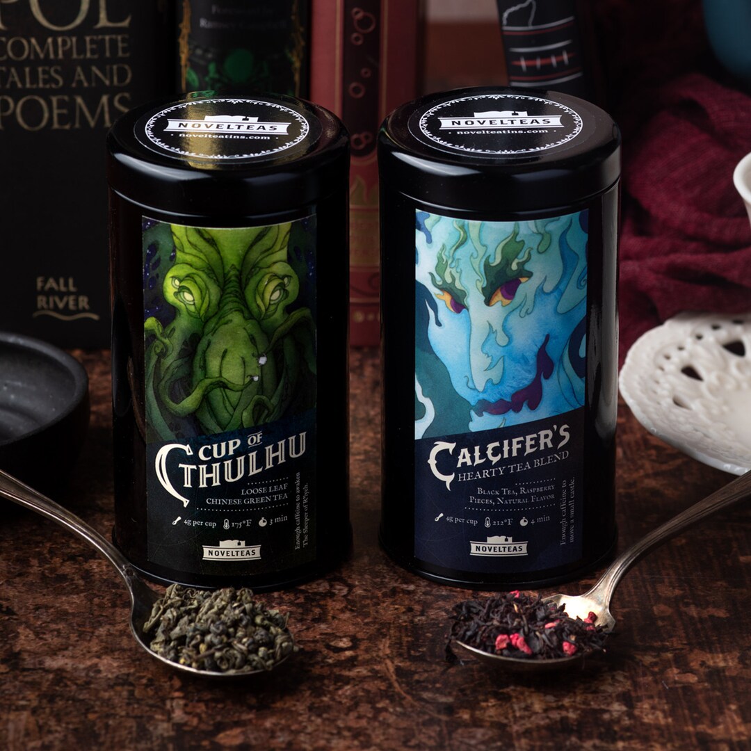 Demon Duo Tea Gift Set, Cthulhu and Calcifer, Watercolor Bookmarks ...