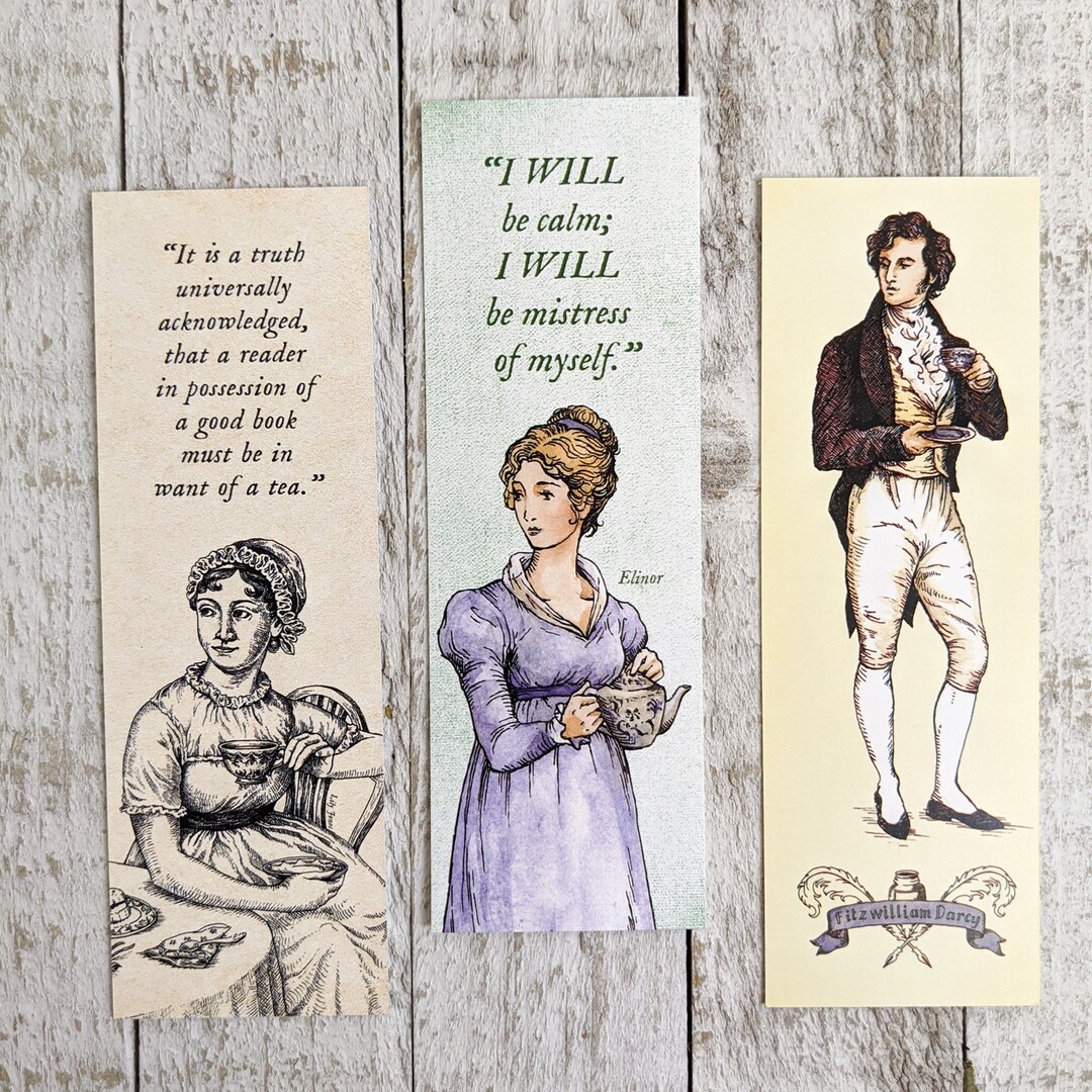 Jane Austen Bookmarks, Mr Darcy Bookmark, Dashwood Sisters Bookmark ...