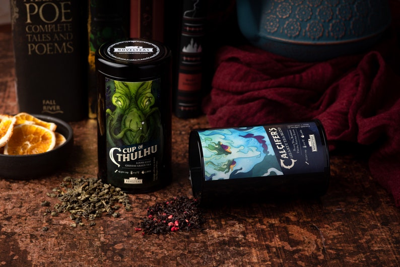 Demon Duo Tea Gift Set, Cthulhu and Calcifer, Watercolor Bookmarks ...