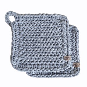 2er Set gehäkelte Topflappen Topfuntersetzer aus recycelten Baumwolle ...