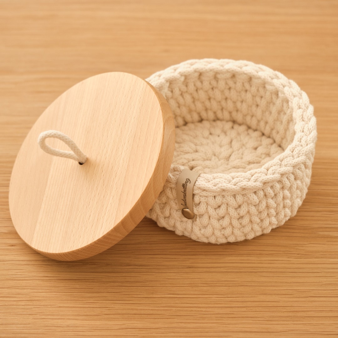 Panier de rangement avec couvercle en bois - Etsy France