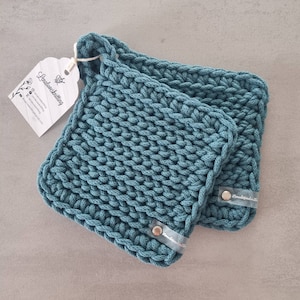2er Set gehäkelte Topflappen Topfuntersetzer aus recycelten Baumwolle ...