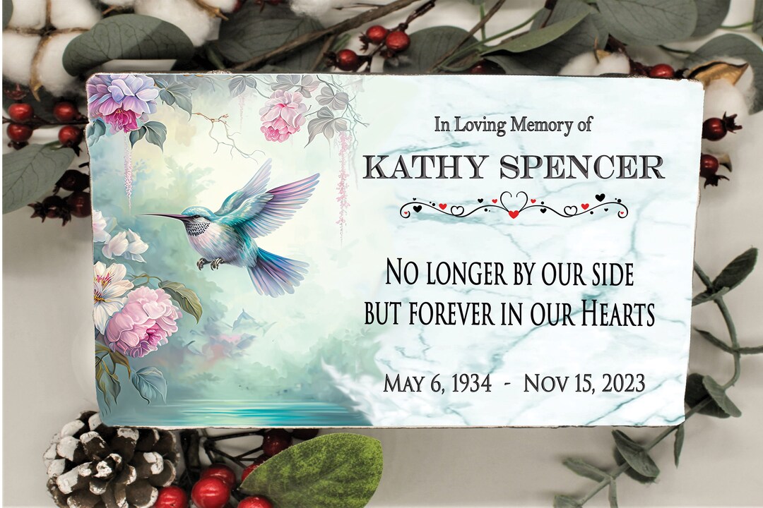 Memorial Stone No Longer by Our Side Poem With Hummingbird Design ...
