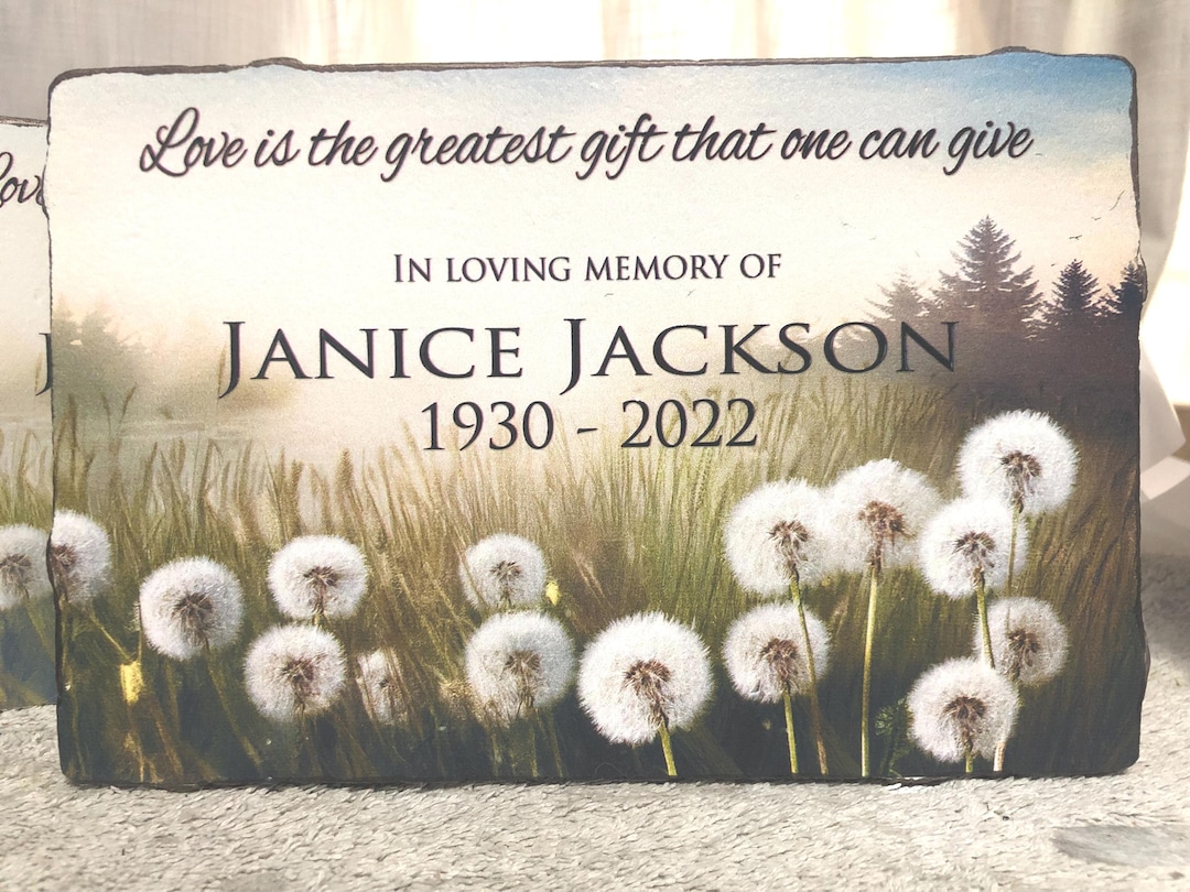 Memorial Garden Stone Personalized Plaque With Dandelions Inspiring ...