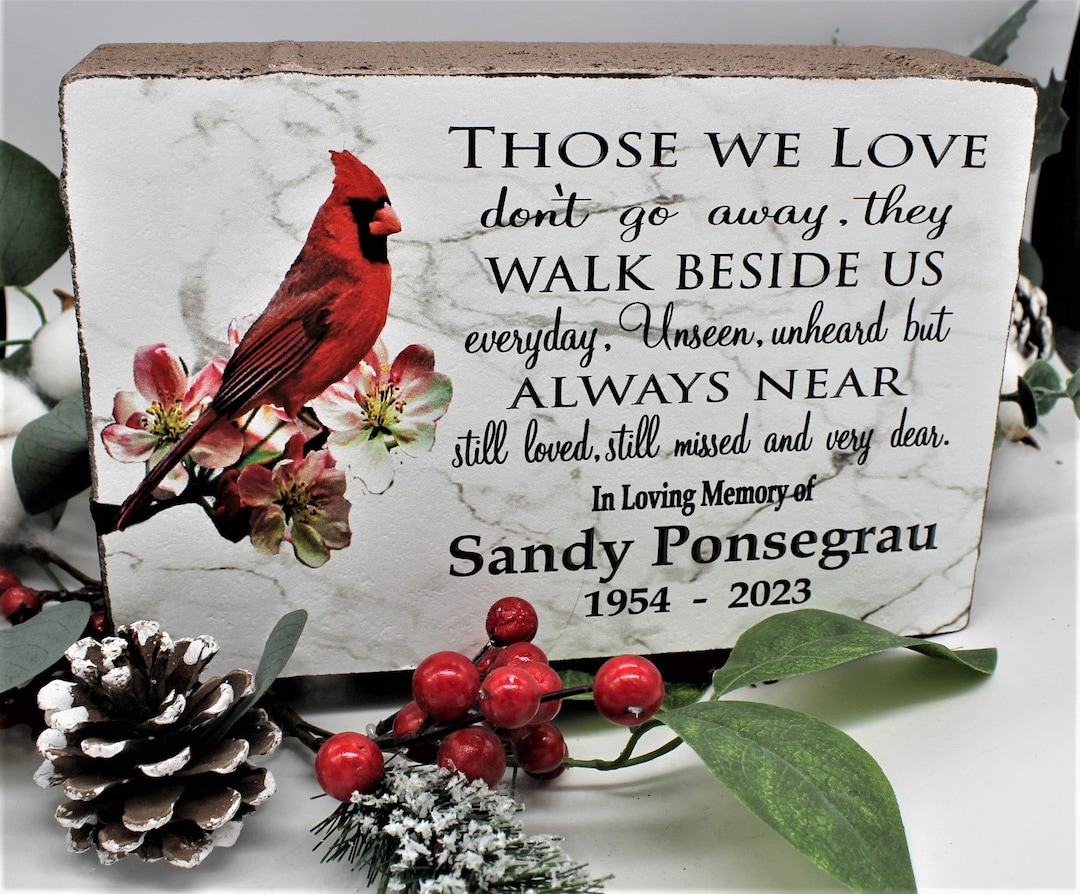Cardinal Memorial Stone, Garden Memorial Stone Personalized With Names ...