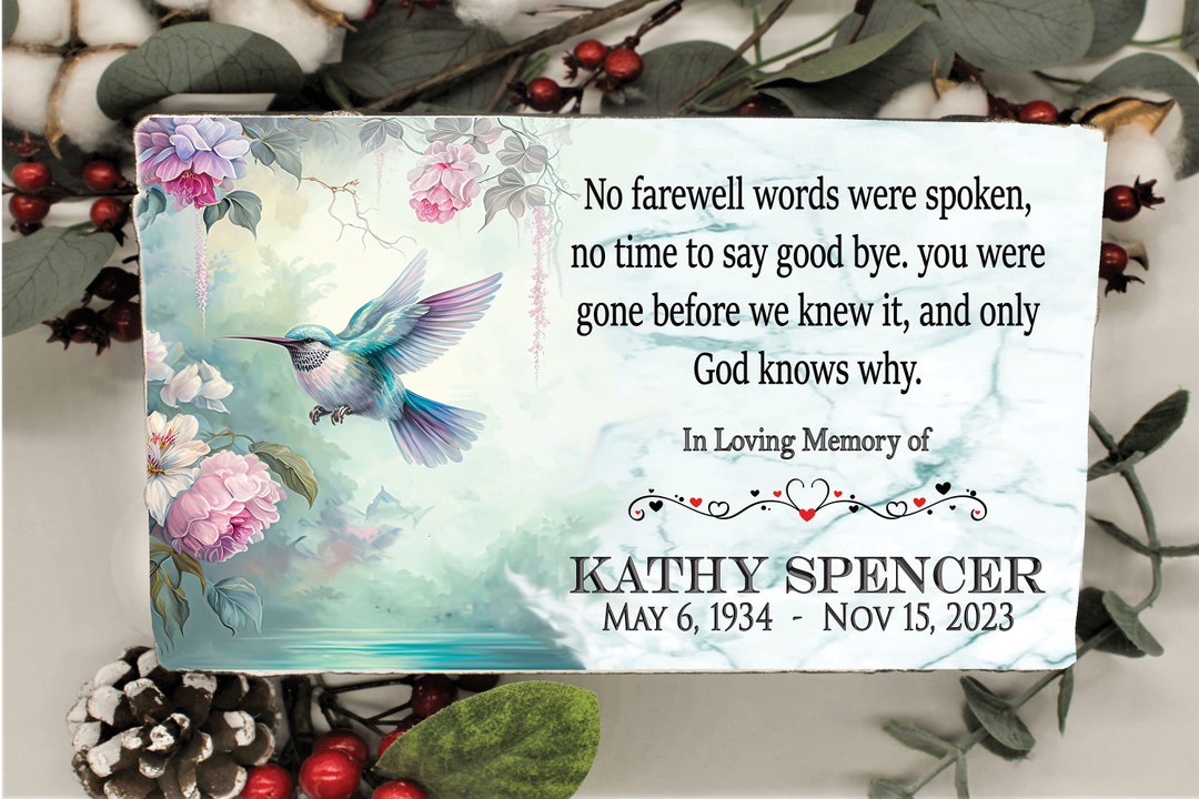 Personalized Memorial Stone, Hummingbird Concrete Grave Marker ...