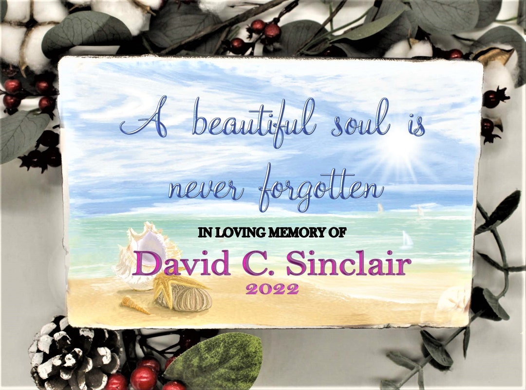 Personalized Garden Stone Memorial, A Beautiful Soul With Beach Scene ...