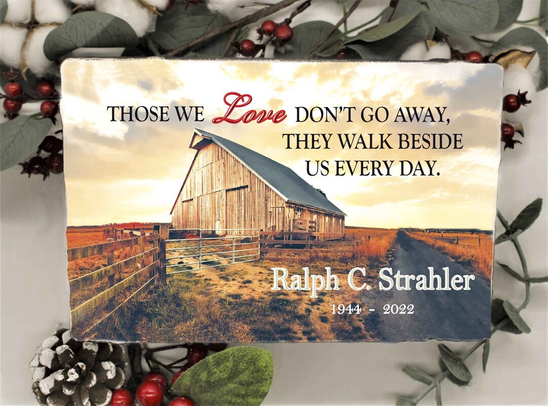 Personalized Memorial Stone: Barn Scene Embossed Plaque, Sympathy Gift ...