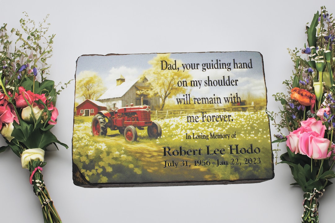 Memorial Stone Personalized Barn Scene With Tractor Those We Love ...