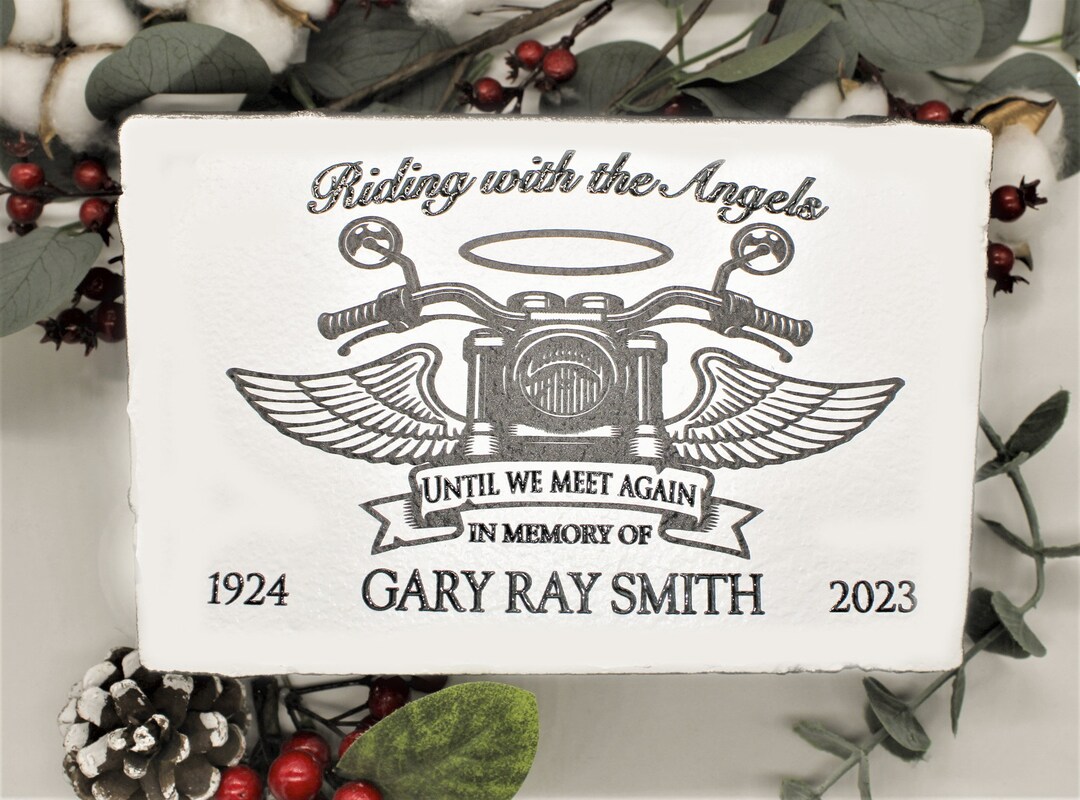 Personalized Motorcycle Memorial Garden Stone: Riding With the Angels ...