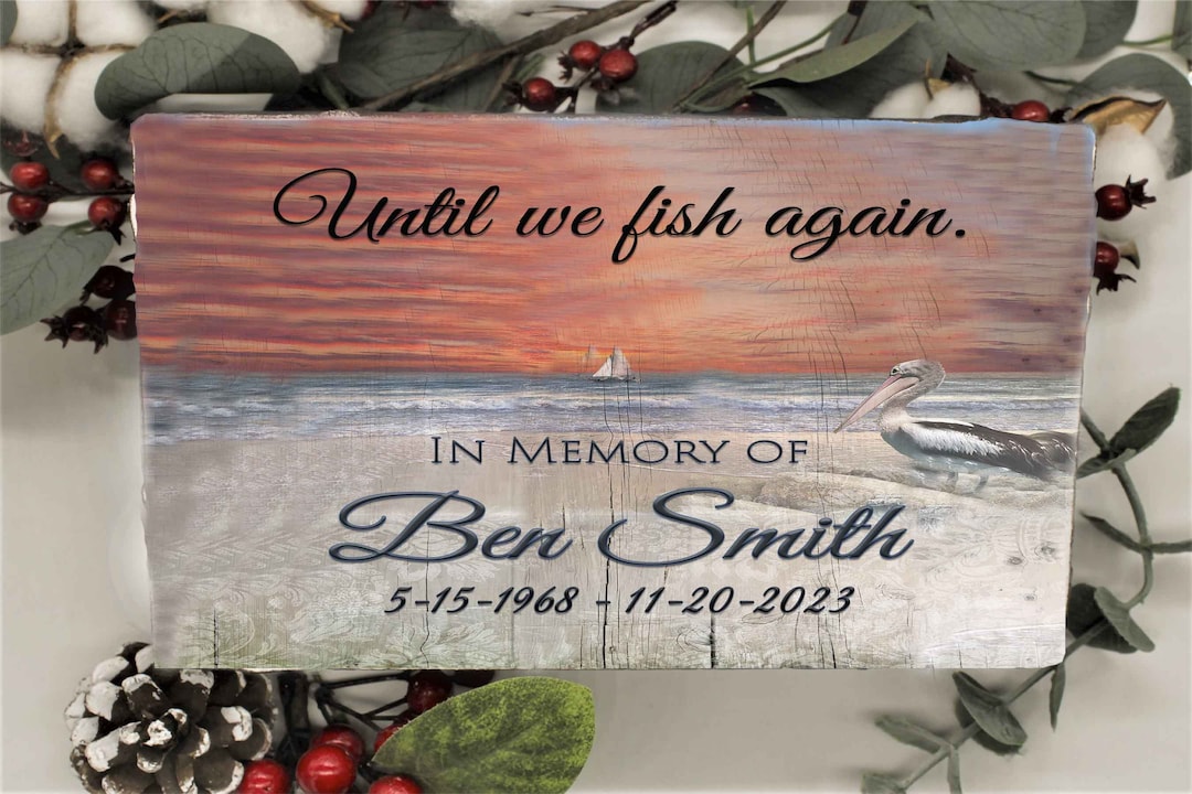 Memorial Stone Fishing Scene, Sea Side Scene at the Beach Until We Fish ...