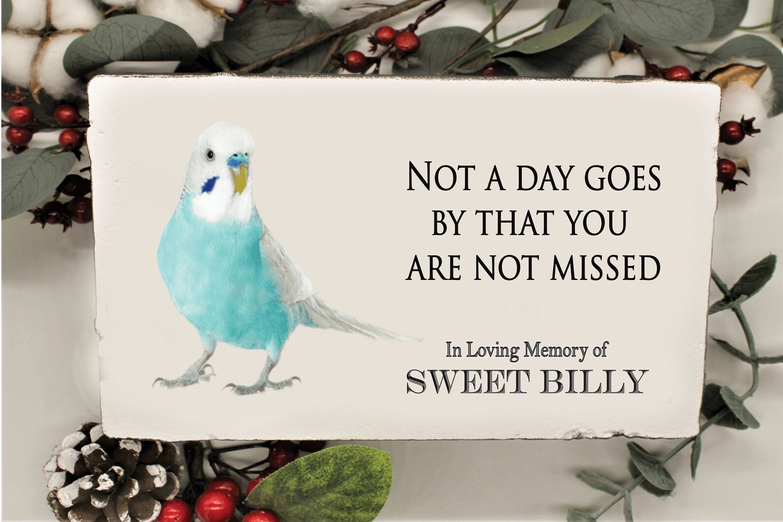 Memorial Stone for a Parakeet, Gift for Pet Loss Blue and White - Etsy