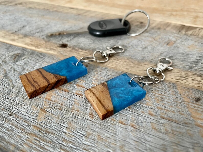 His and Her Keychain Set, Matching Keychains, Wood and Resin Keychain ...