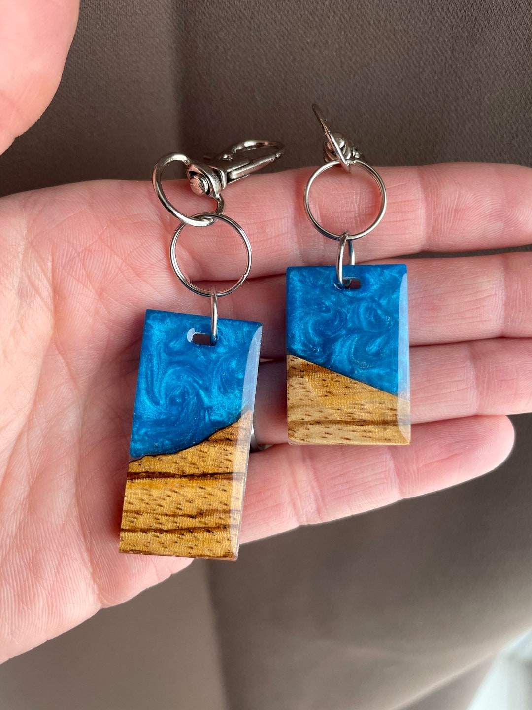 His and Her Keychain Set, Matching Keychains, Wood and Resin Keychain ...