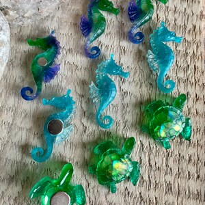 Turtle and Seahorse Magnets, Beachy Home, Sea Life Accessories, Ocean ...