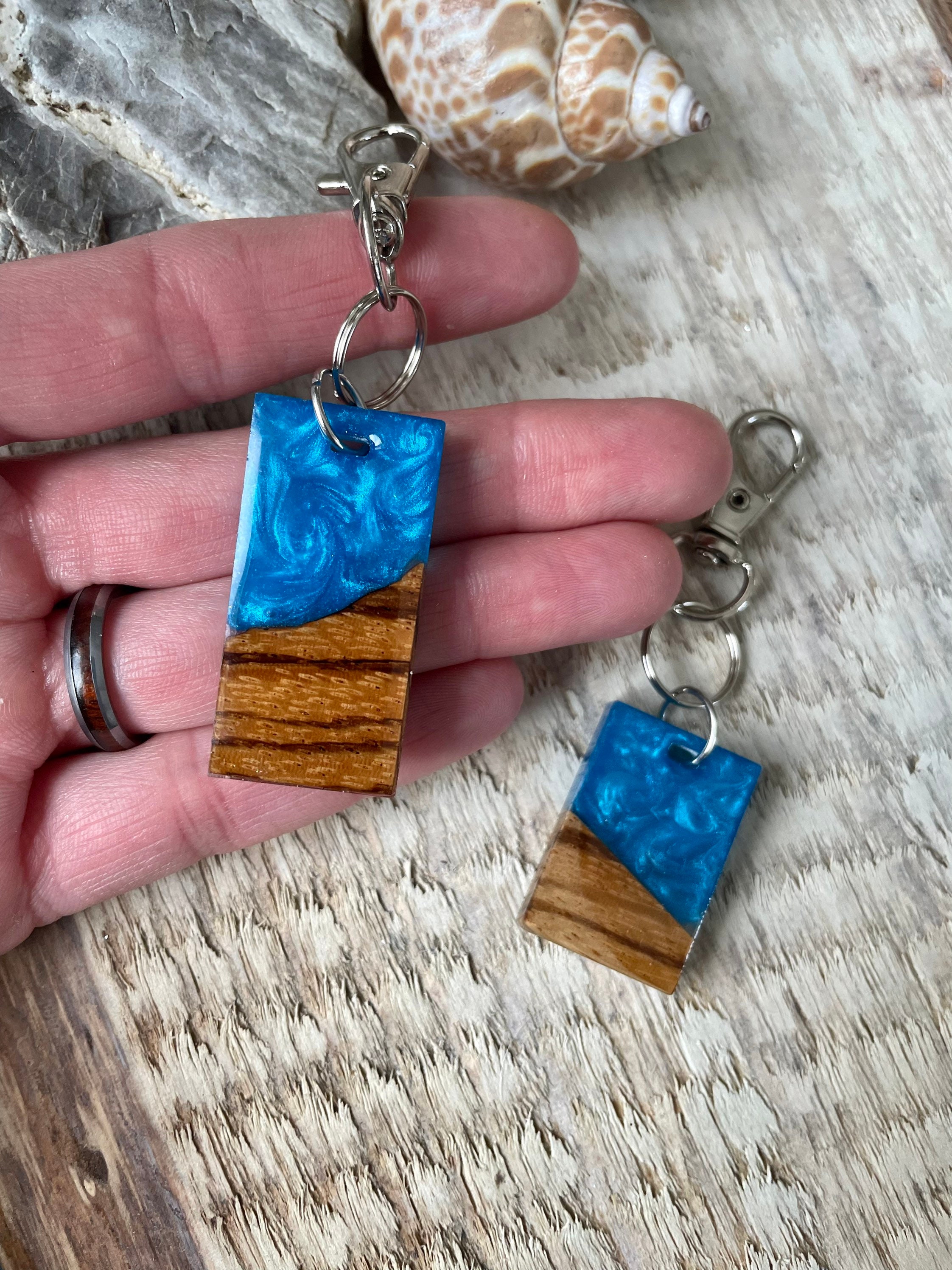 His and Her Keychain Set, Matching Keychains, Wood and Resin Keychain ...