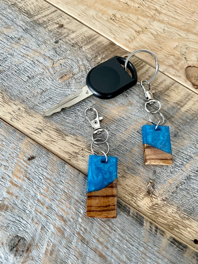 His and Her Keychain Set, Matching Keychains, Wood and Resin Keychain ...