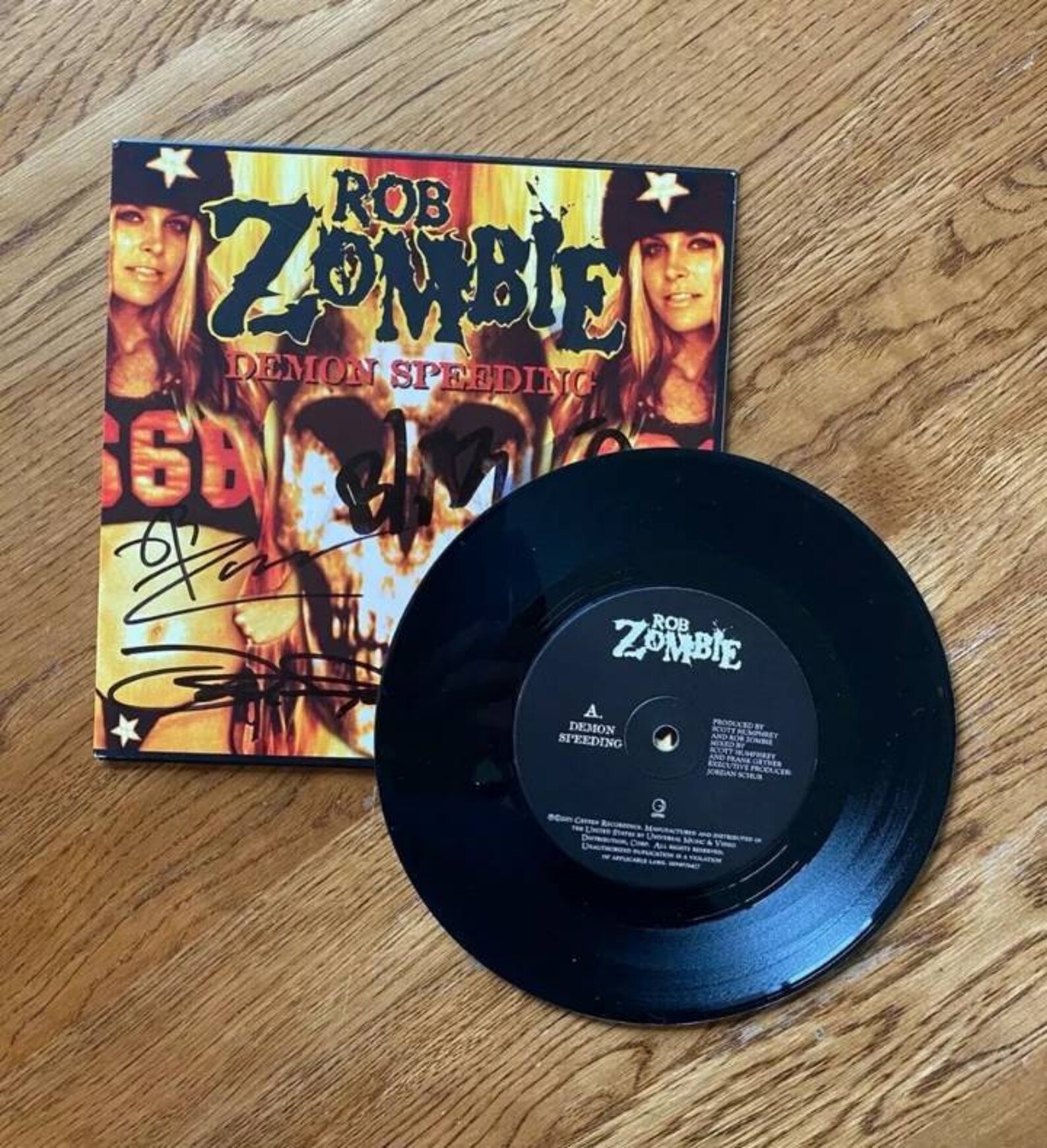 Rob Zombie Demon Speeding 7" AUTOGRAPHED/SIGNED Br Rob Zombie and Band ...
