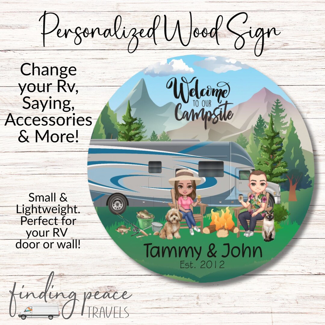 Personalized Wood Sign Camping Character RV Yard Custom Van Life - Etsy