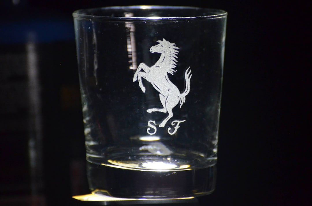 Laser Engraved Ferrari Shield on Glass Unique Gift for Car Enthusiasts ...