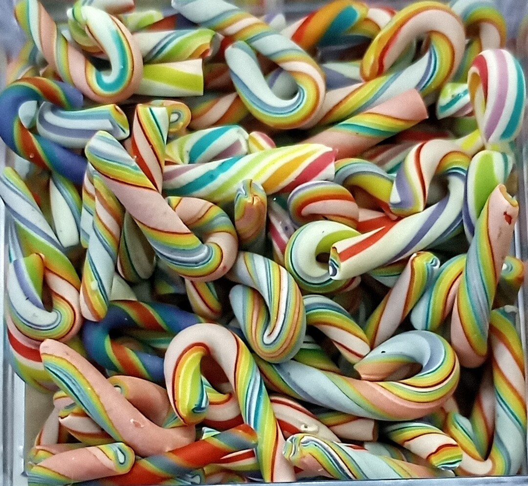 Miniature Candy Canes, Rainbow Candy Canes, Rainbow Candy, 1:12 Scale ...