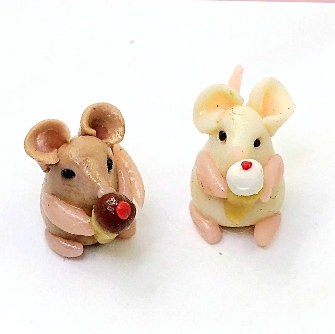 Miniature mouse ice cream mice clay mice miniature animals | Etsy