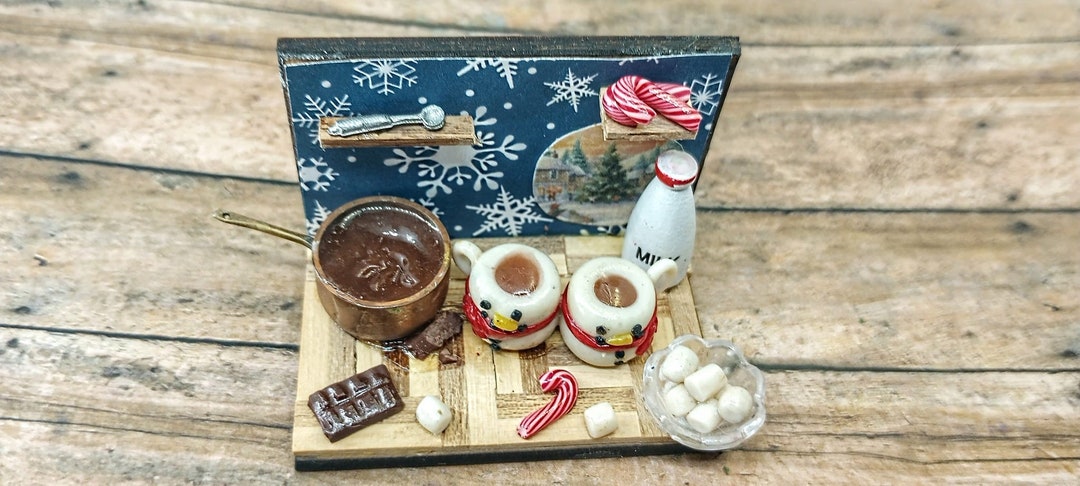 Miniature Hot Cocoa, Hot Chocolate Tray, Dollhouse Miniatures ...