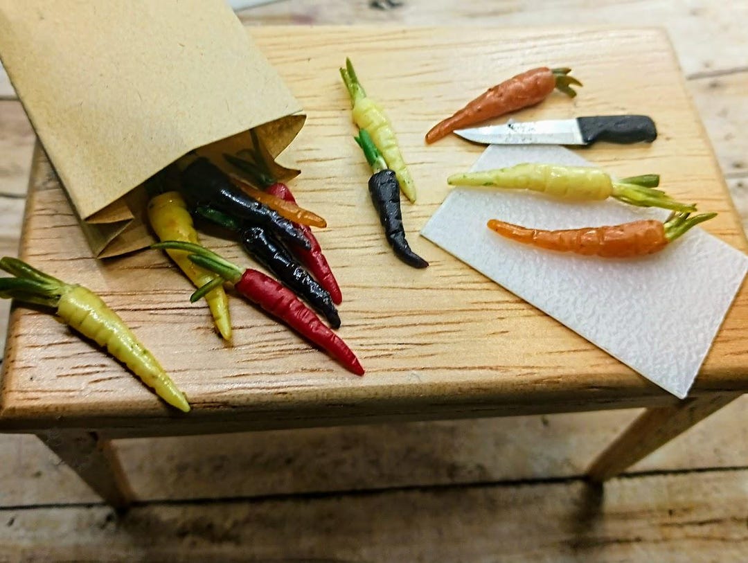 1:12 Scale Miniature Carrots Mix, Dollhouse Miniature Vegetable, Miniature Carrots, Rainbow ...