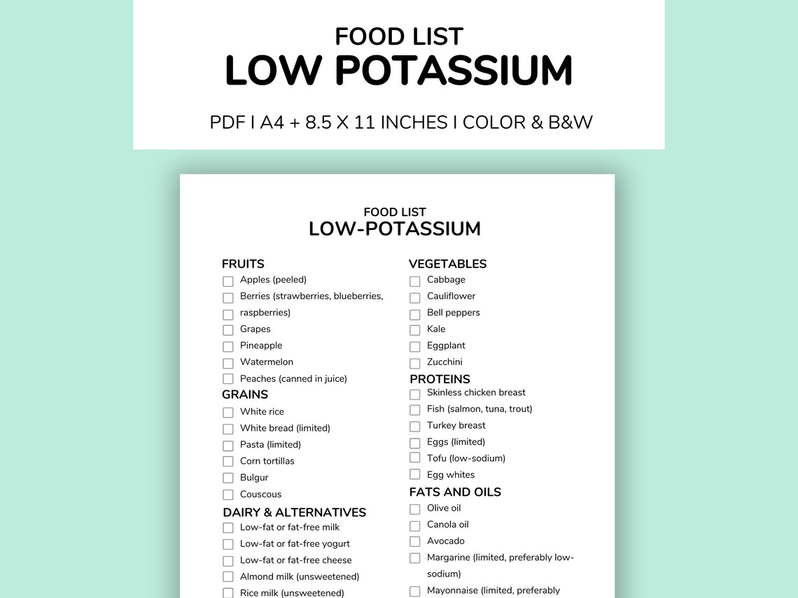 Low Potassium, Food List, Kidney Disease, Renal Diet, Chronic Illness ...