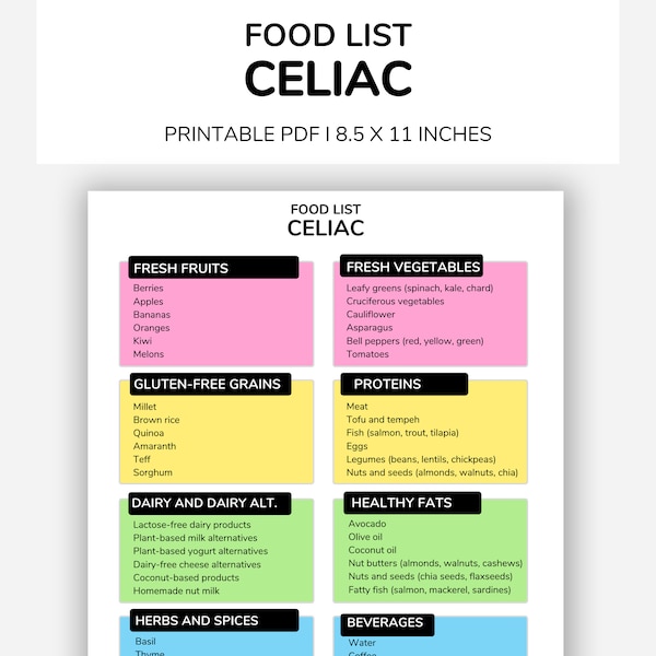 Celiac Food List - Etsy