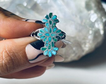Turquoise Chip Inlay Ring - Etsy