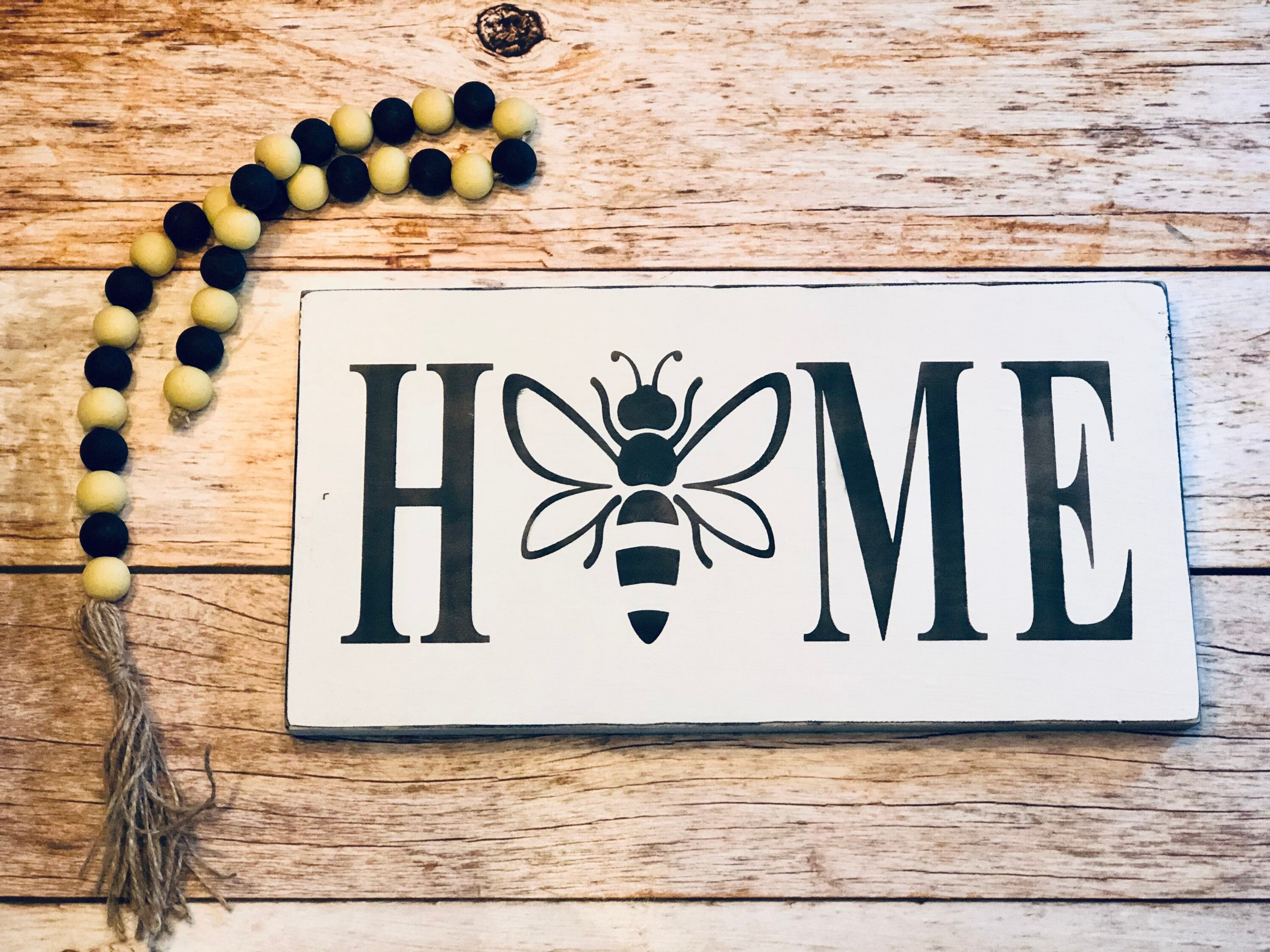 Buy HOME Bee Wooden Sign, Farmhouse Decor, Hand Painted Online in India ...