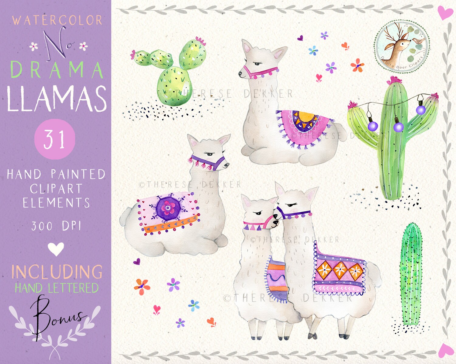 Watercolor Llama Clipart Llama Clipart Watercolor Alpaca | Etsy