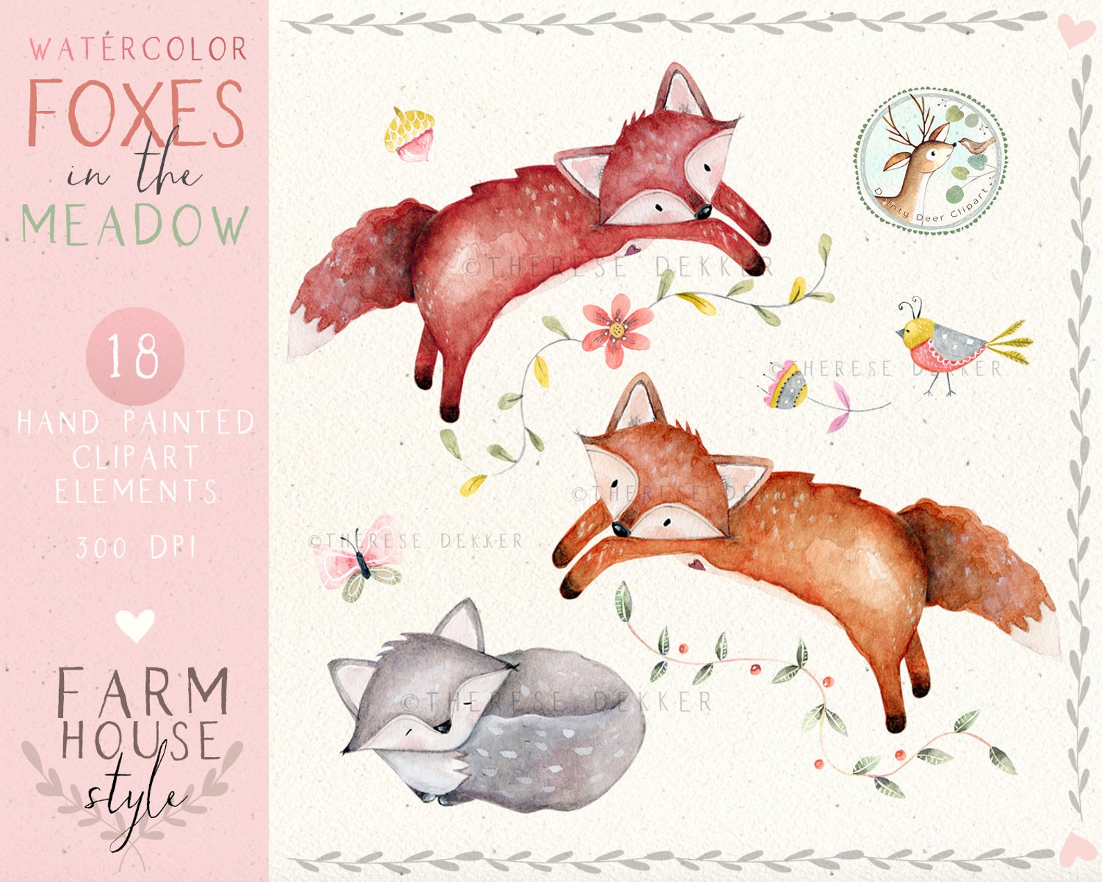 Woodland FOX Clipart, Forest Animals Clipart, Baby Fox Clipart ...