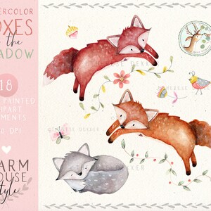 Woodland FOX Clipart, Forest Animals Clipart, Baby Fox Clipart ...