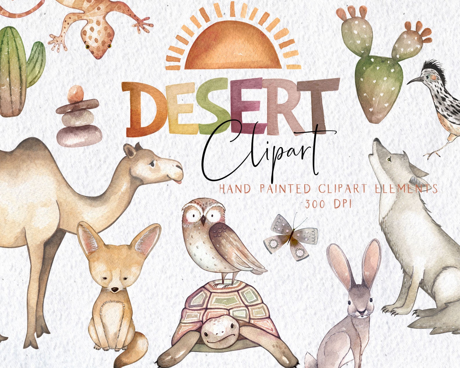 Watercolor Desert Clipart Watercolor Desert Animals Clip Art - Etsy