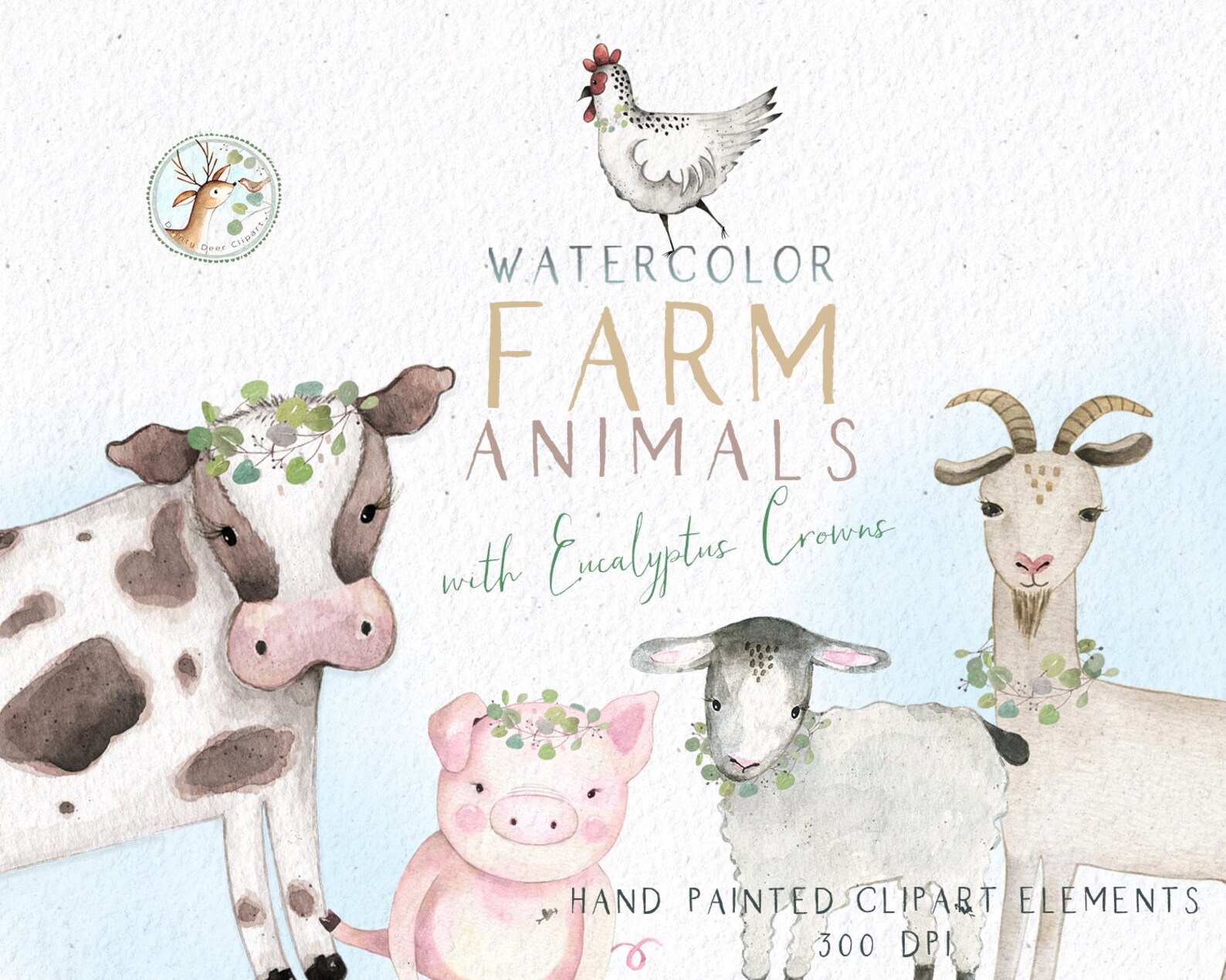 Farm Animals Watercolor Clipart Farm Clipart Printable Farm | Etsy