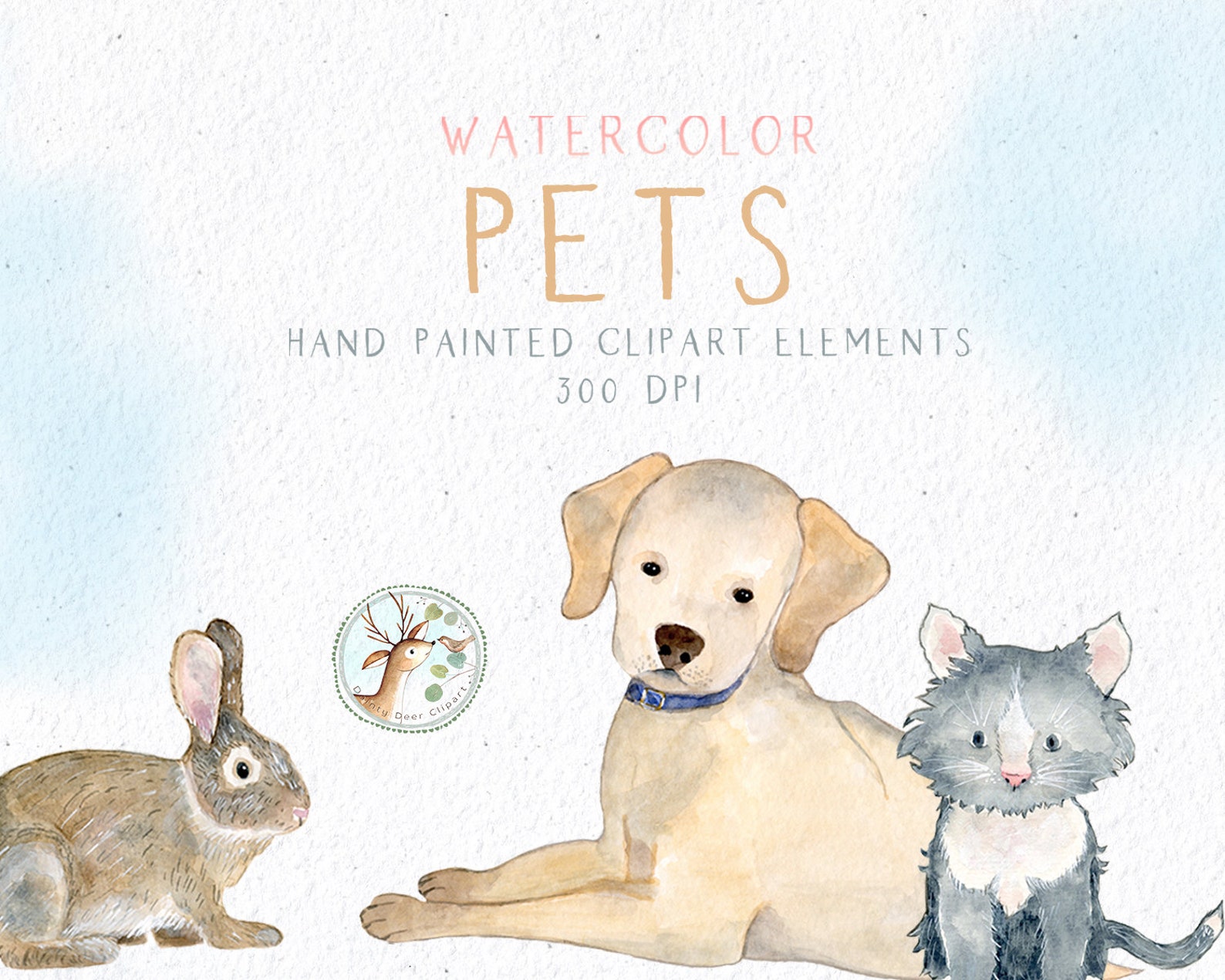 Watercolor Dog Clipart Watercolor Cat Clipart Watercolor | Etsy