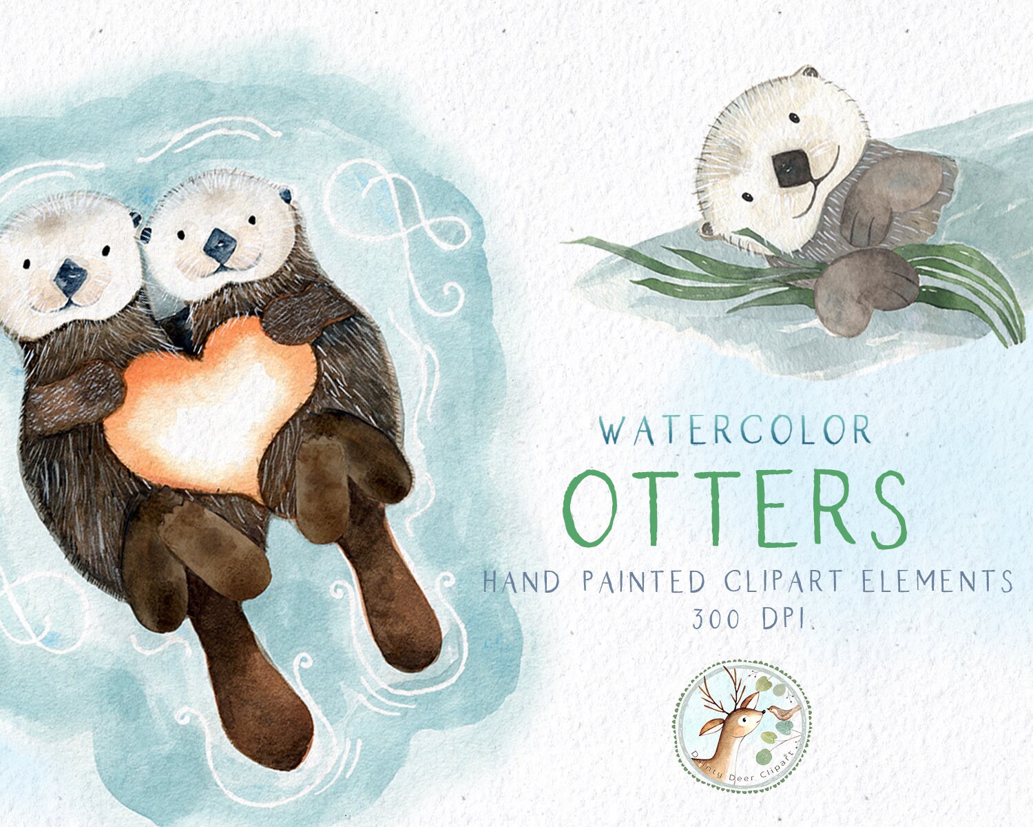 Watercolor Otter Clipart Otter Clipart Friends Clipart | Etsy