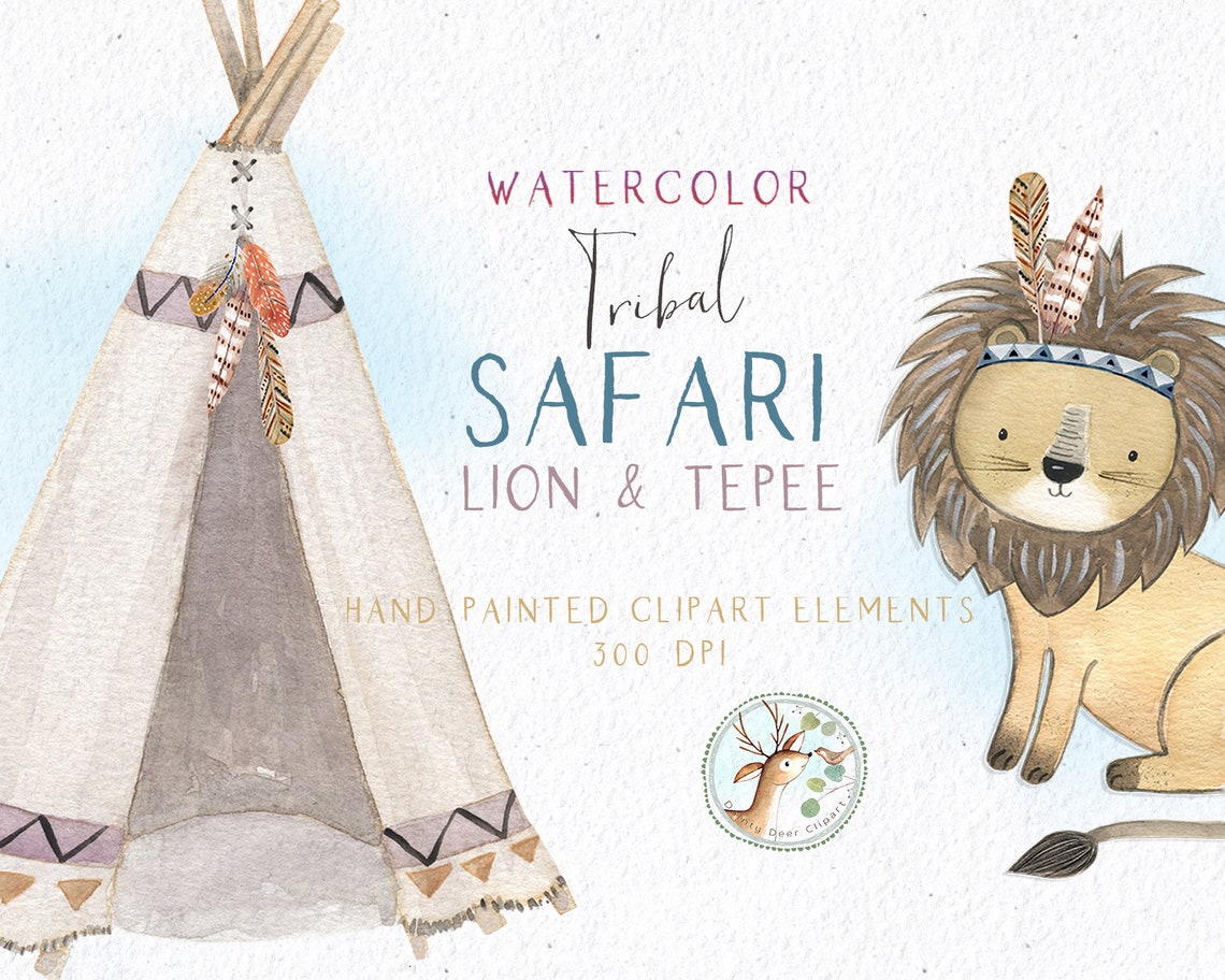 Watercolor Safari Clipart Watercolor Jungle Clipart Lion - Etsy