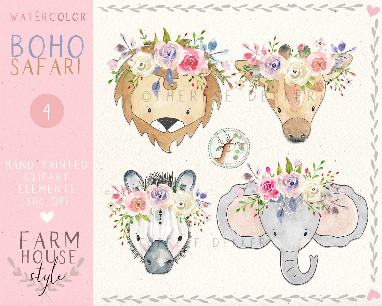Watercolor Safari Clipart, Watercolor Jungle Clipart, Safari Girl ...