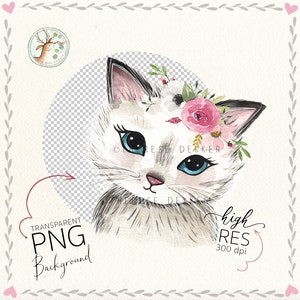 Watercolor Cat Clipart, Watercolor Cat Clip Art, Watercolor Kitty ...