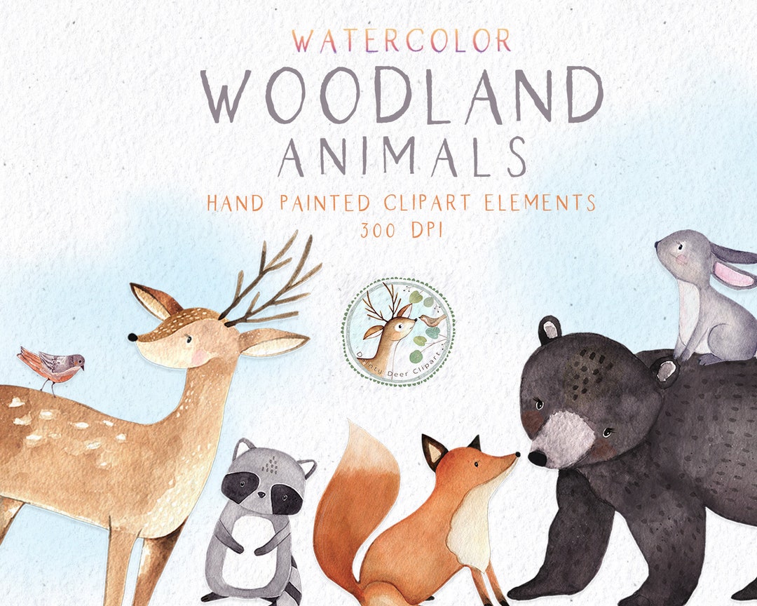 Watercolor Woodland Clipart, Forest Animals Clipart, Woodland Animals ...