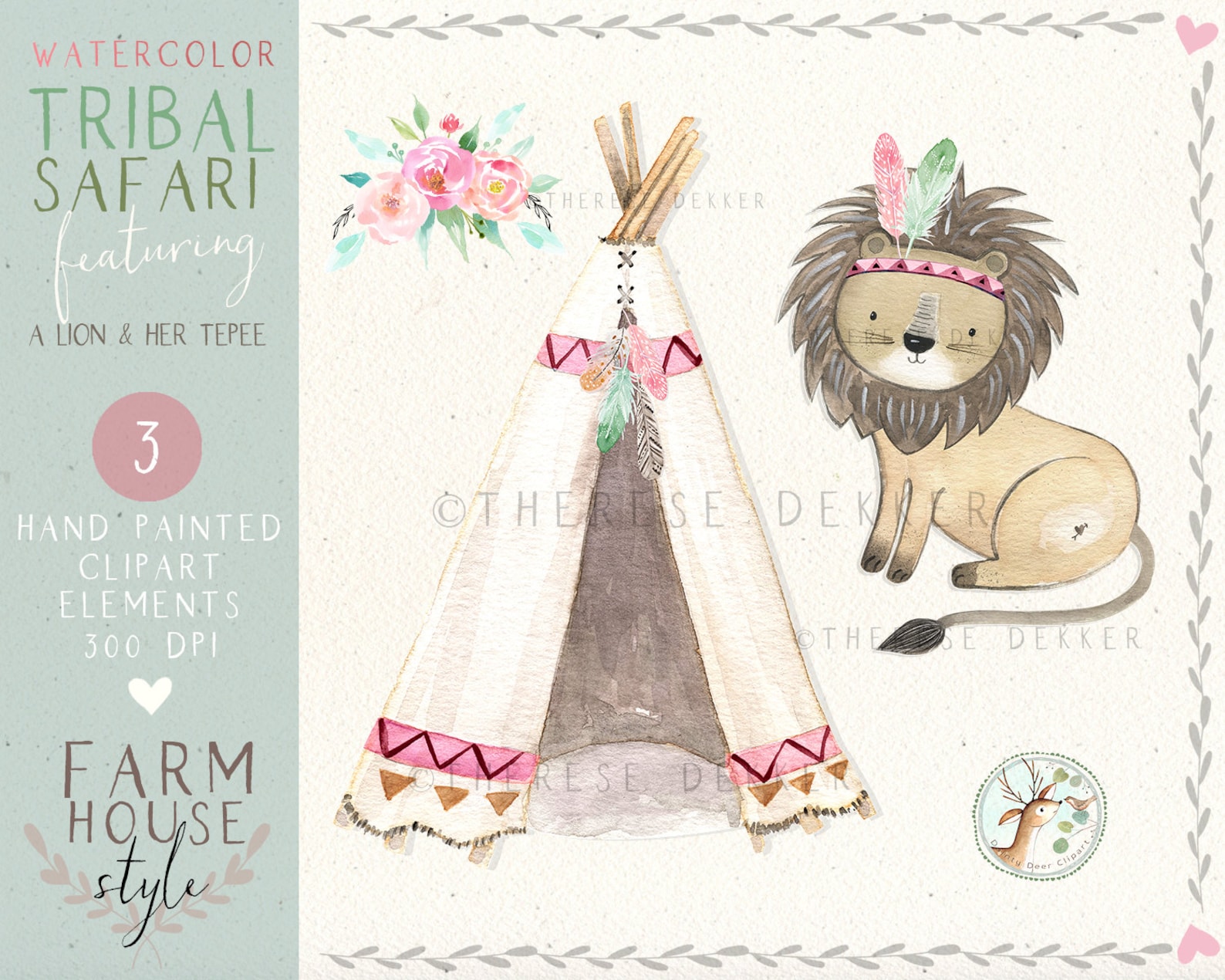 Watercolor Safari Clipart Tribal Animals Clipart Woodland - Etsy