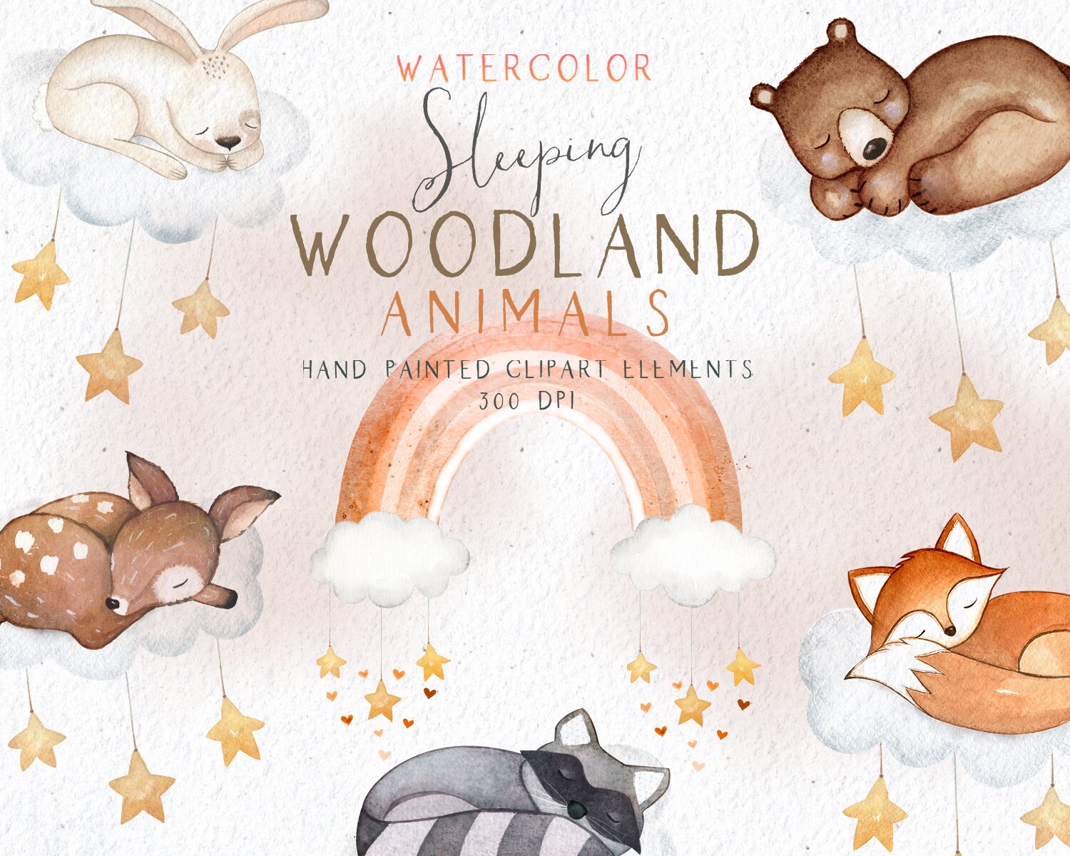 Sleeping Woodland Clipart Watercolor Clipart Watercolor - Etsy